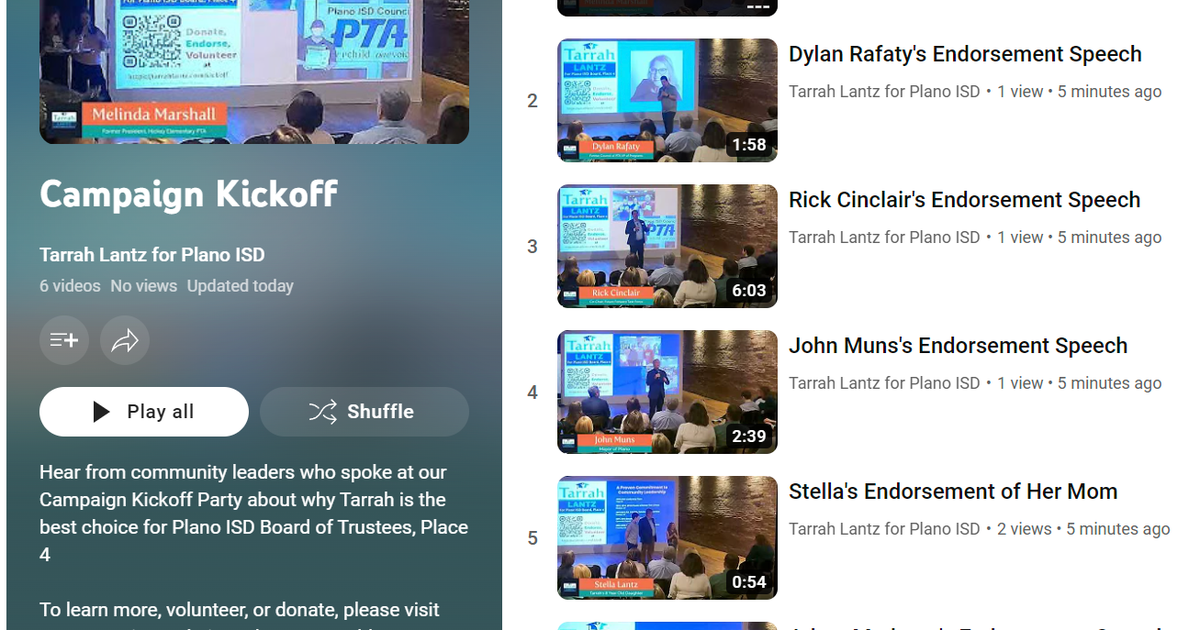 Subscribe to Our YouTube Channel - Tarrah Lantz for Plano ISD, Place 4